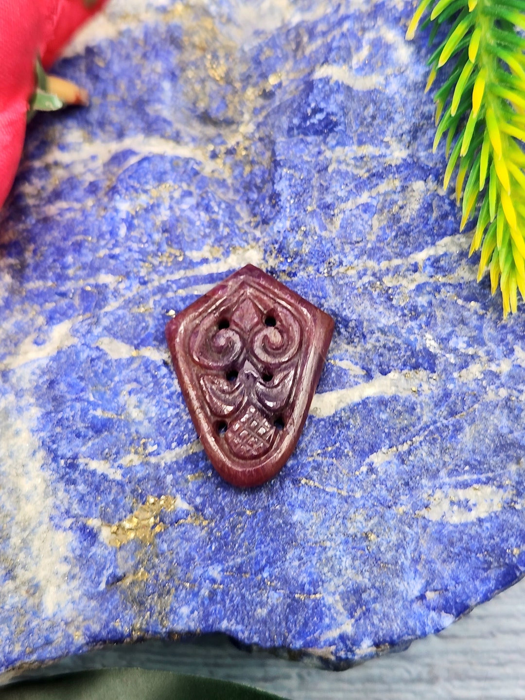 Ruby Floral Carving for Pendant A Symbol of Wellness and Affection ...