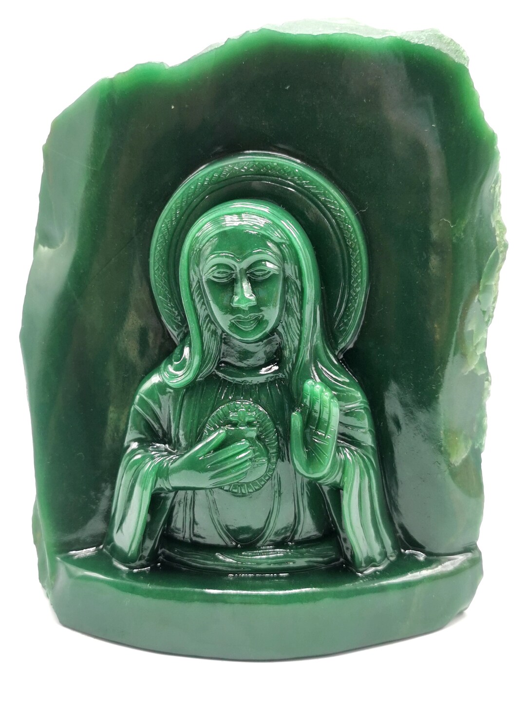 Mother Mary Beautiful Carving in Natural Columbian Jade Stone | Hand ...