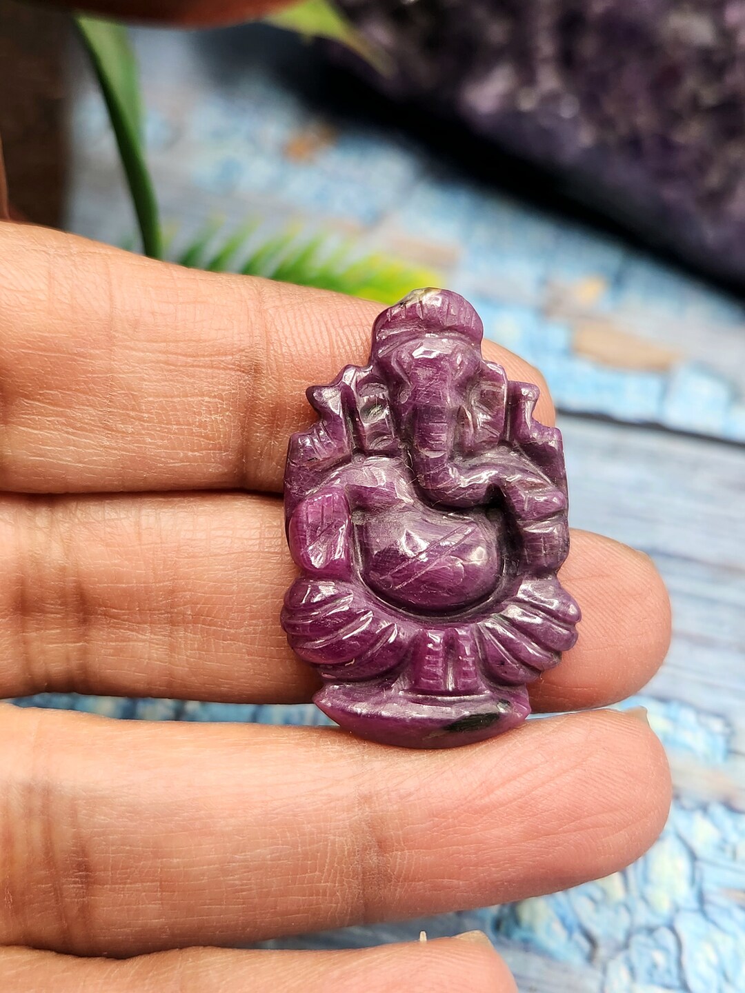 Lord Ganesh Carved Ruby Gemstone for Pendant or Jewelry Making - A ...