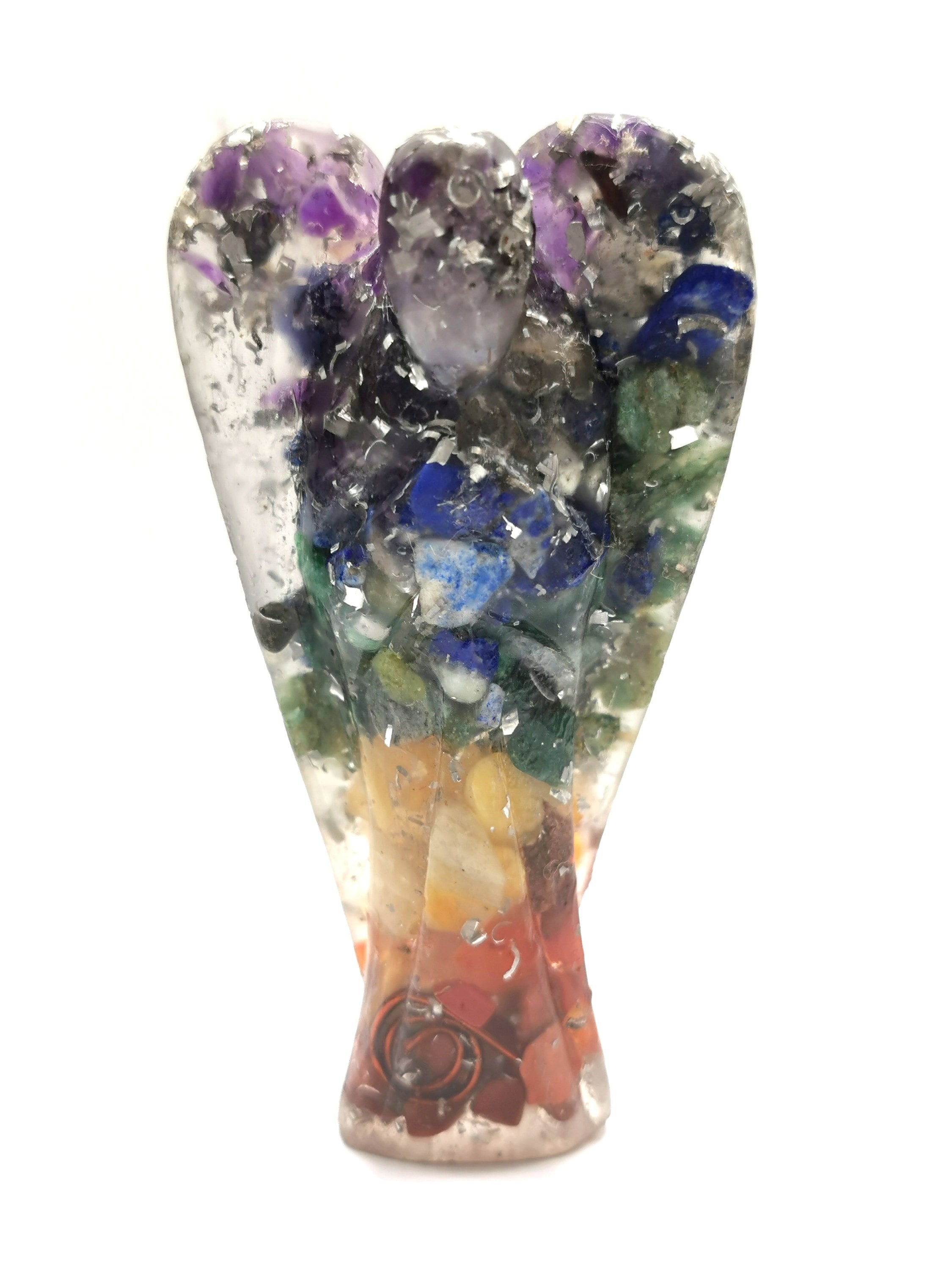 Beautiful 7-chakra stones Orgonite angel with copper coil | Etsy