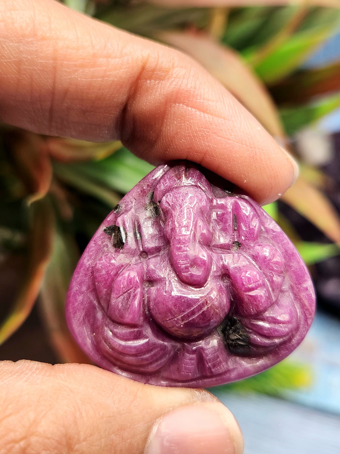 Lord Ganesh Carved Ruby Gemstone for Pendant or Jewelry Making - A ...