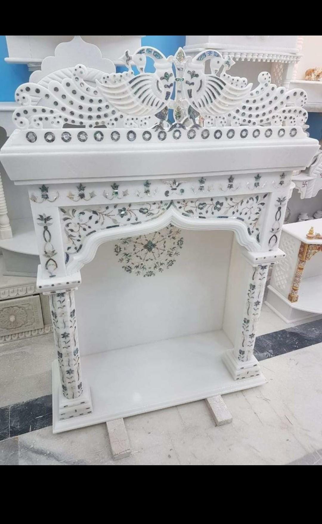 MOP Inlay Temple, White Marble Inlay Temple, Marble Inlay Temple ...