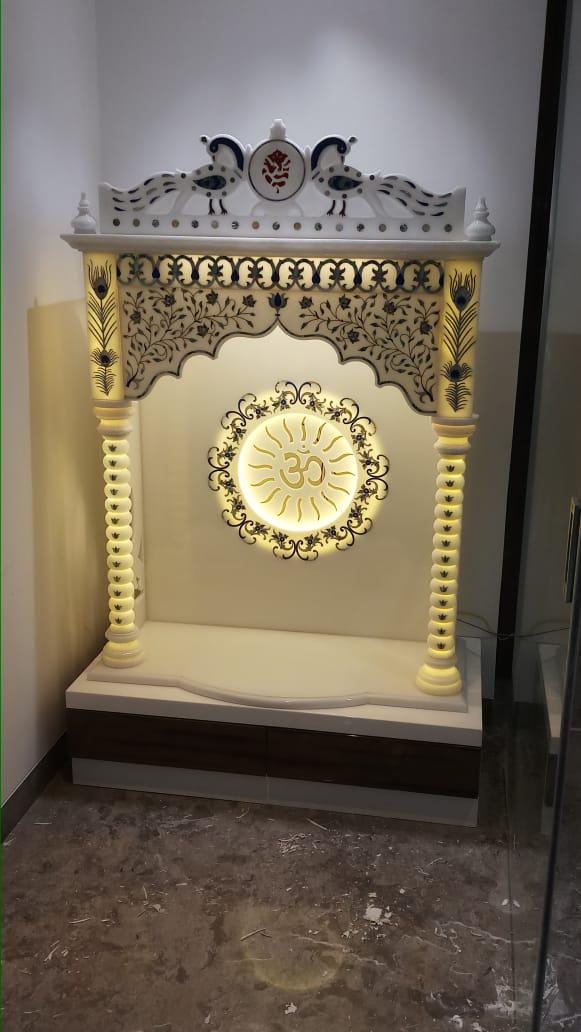MOP Inlay Temple, White Marble Inlay Temple, Marble Inlay Temple ...