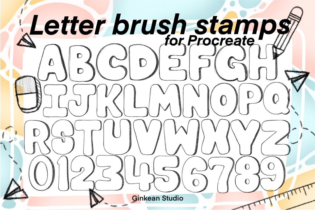 Procreate Brushes, 26 Alphabets Brush Stamp Procreate, Procreate Letter ...