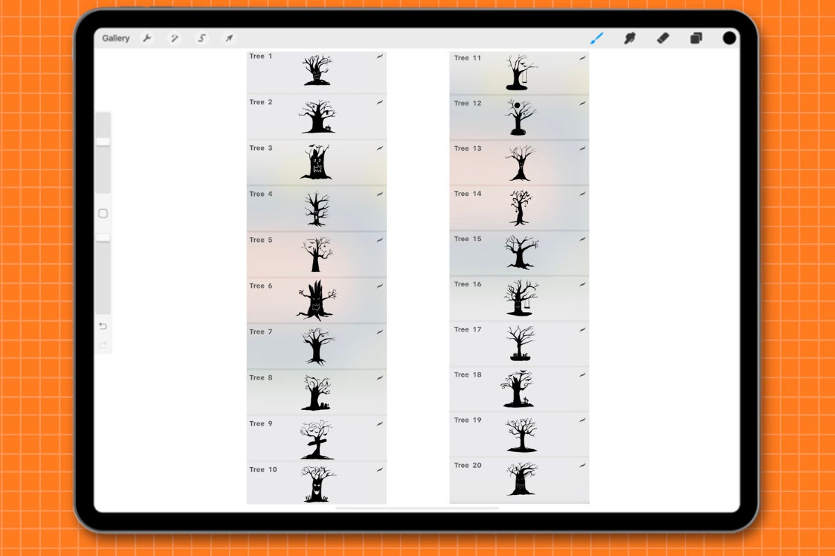 20 Tree Halloween Procreate Stamps Stamps Brush Pack Horror Dark Soul ...