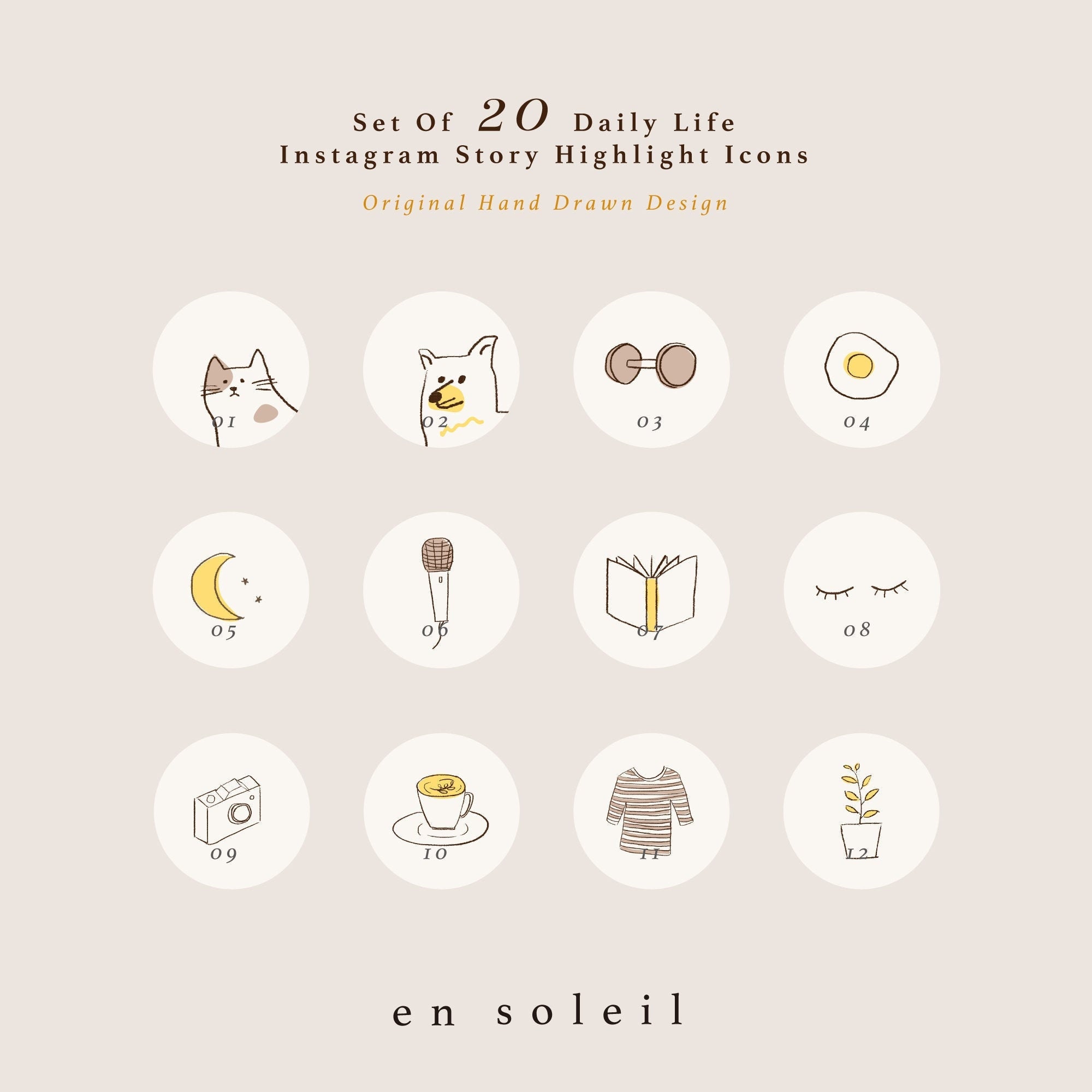 Daily Life - Instagram Story Highlight Icons - Hand Drawn Covers, Hand ...