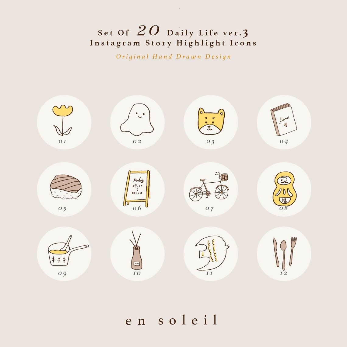 Daily Life Ver3 Instagram Story Highlight Icons Hand Drawn Covers, Hand ...