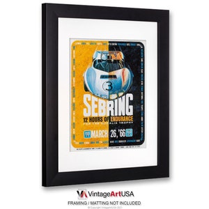 1966 Sebring Car Race Poster - Vintage 1960s Fine Art Print - 12 Hours ...