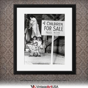 4 Children for Sale Photo Print Vintage 1948 Chicago Illinois - Tragic ...