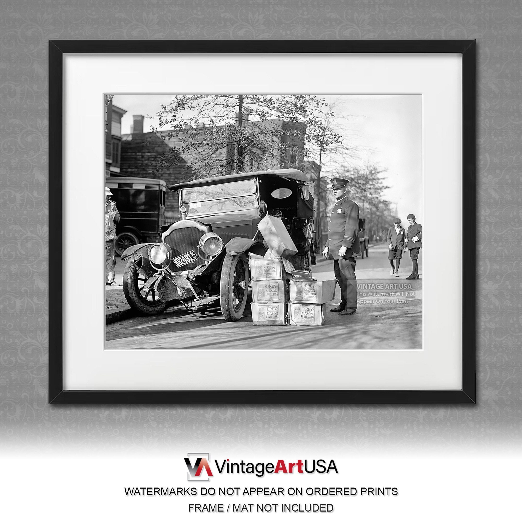 1920s Prohibition Photo Print: Police Officer & Seized Alcohol, Car ...