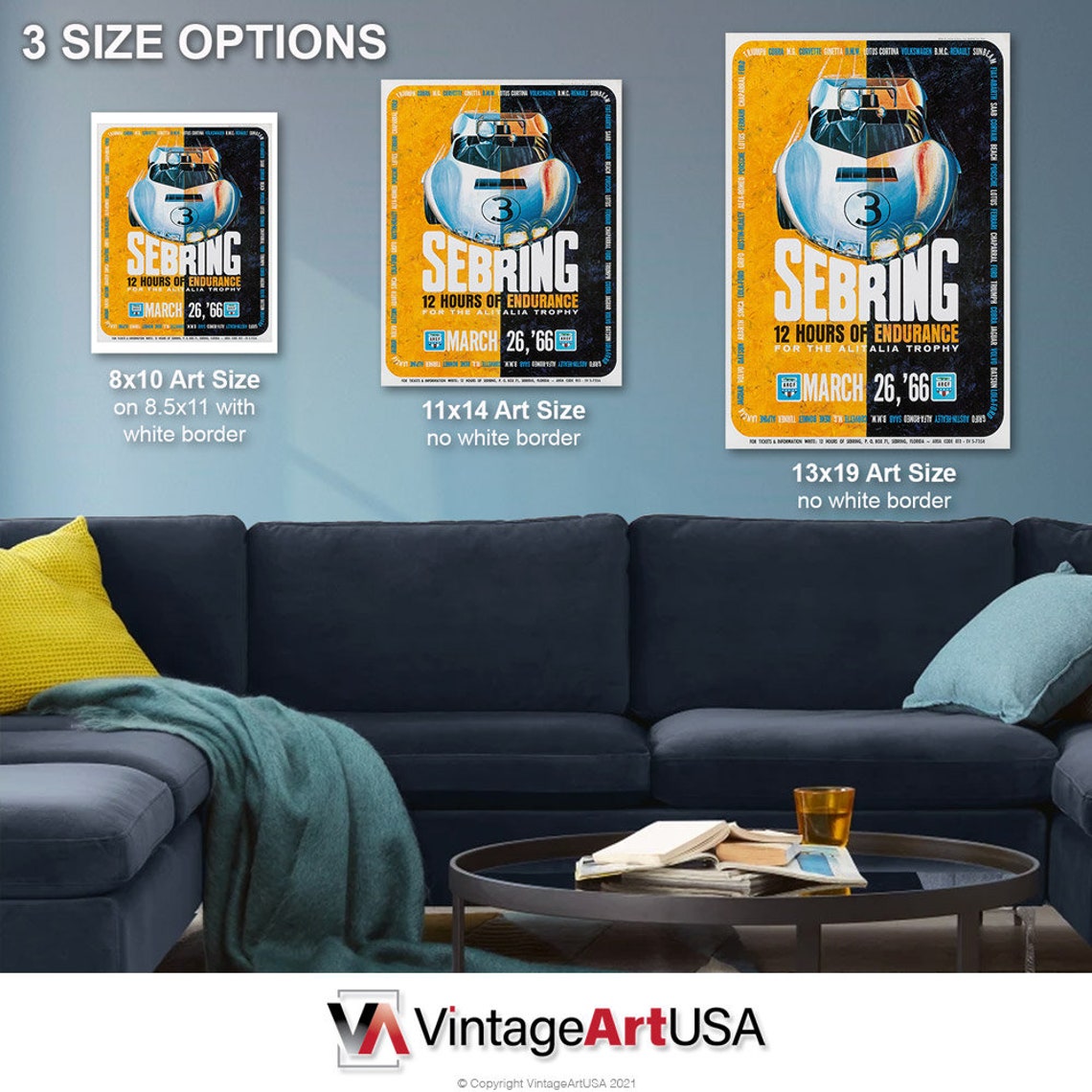 1966 Sebring Car Race Poster Vintage 1960s Fine Art Print | Etsy