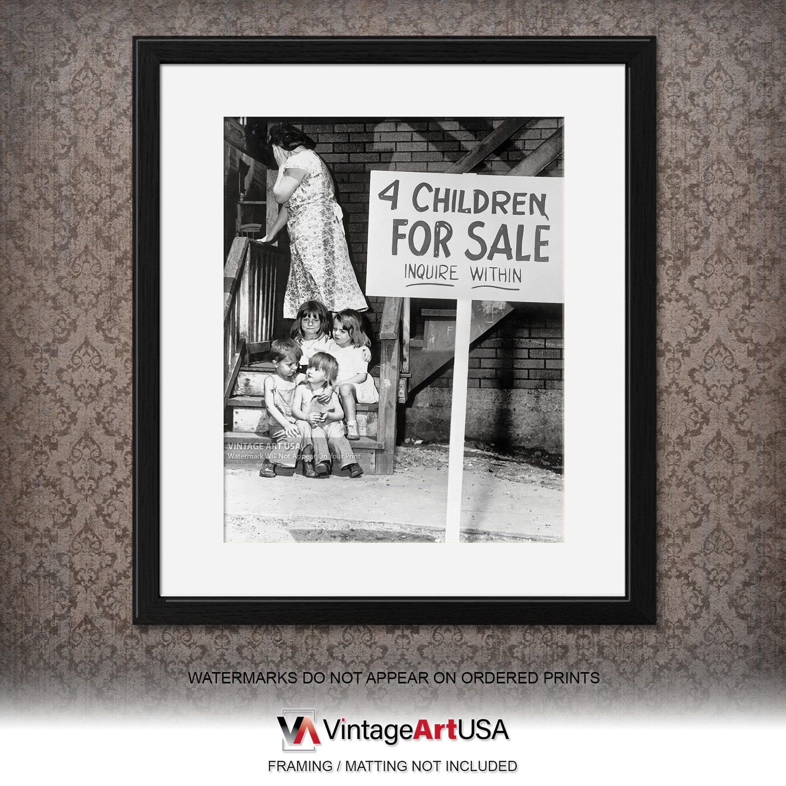 4 Children for Sale Photo Print Vintage 1948 Chicago Illinois - Tragic ...