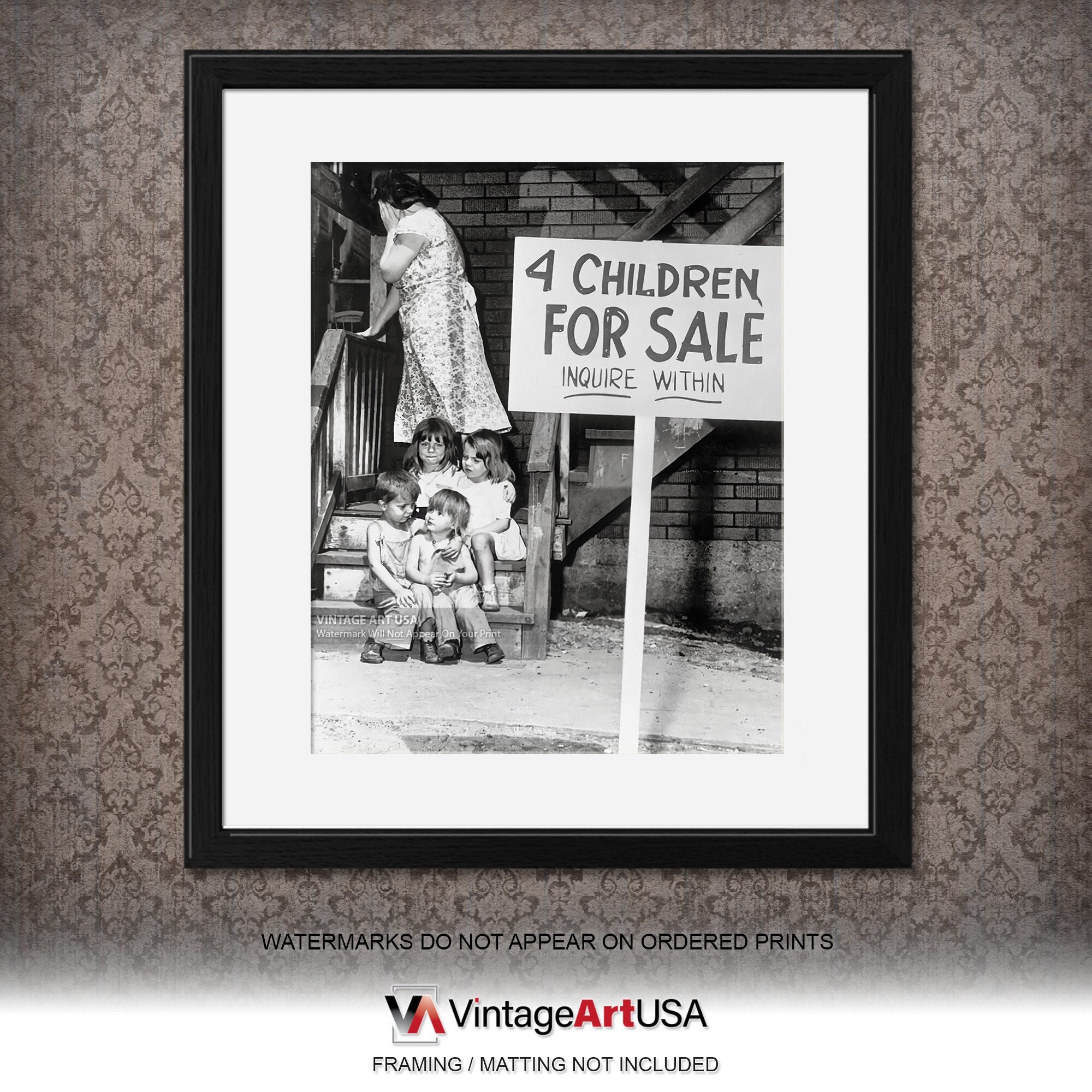 4 Children for Sale Photo Print Vintage 1948 Chicago Illinois - Tragic ...