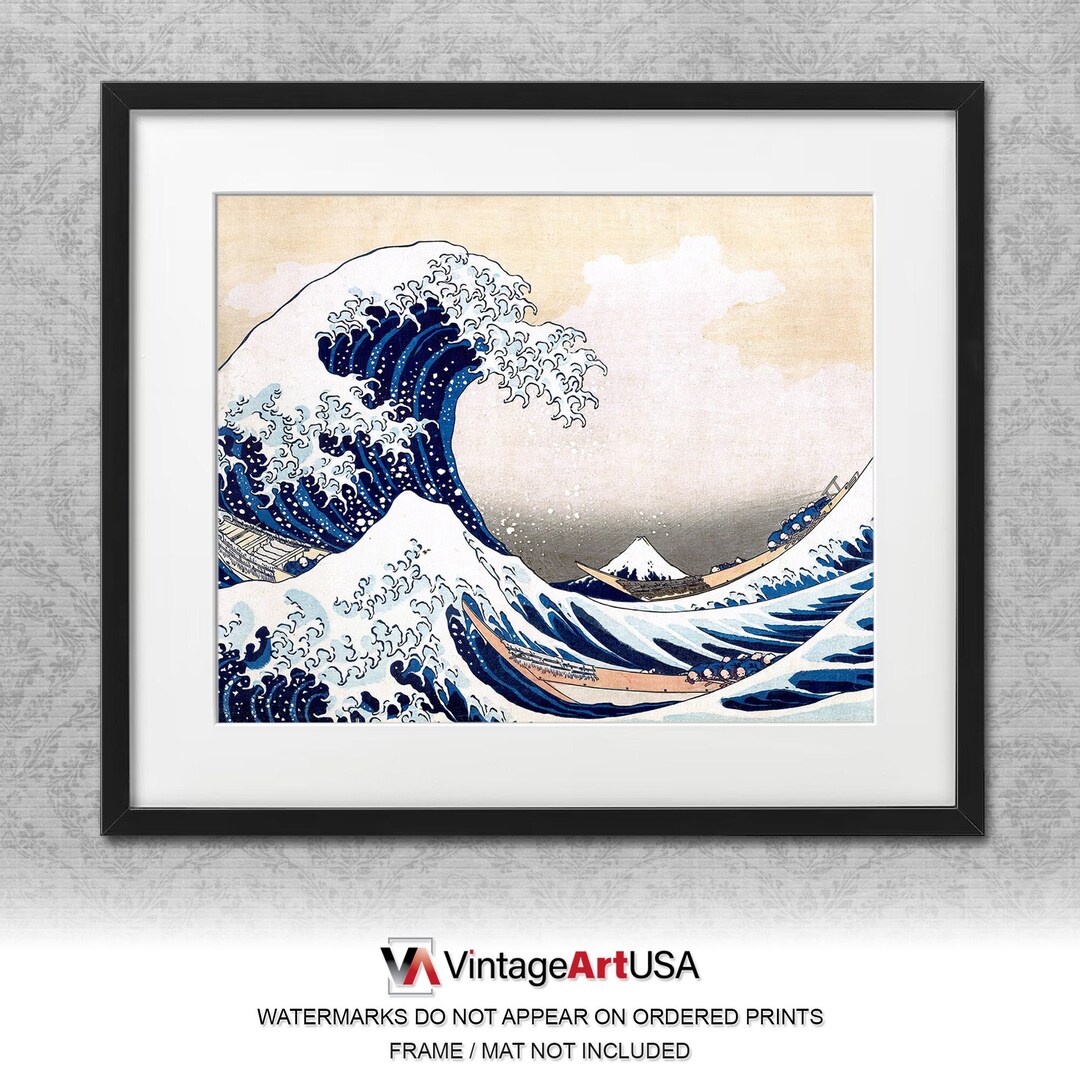 The Great Wave off Kanagawa Fine Art Print by Katsushika Hokusai 1830 ...