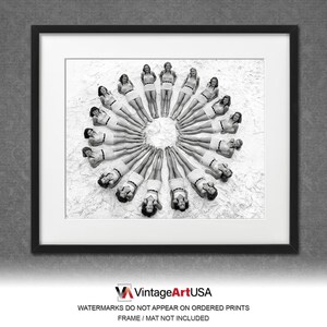 Vintage Swim Party Photo Print 1940s Bathing Suits Beach Girls in a Circle Fun Photo Wall Art ...