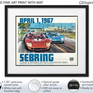 Vintage 1967 Sebring Race Poster Print Wall Art Ford GT40 Framed Print ...