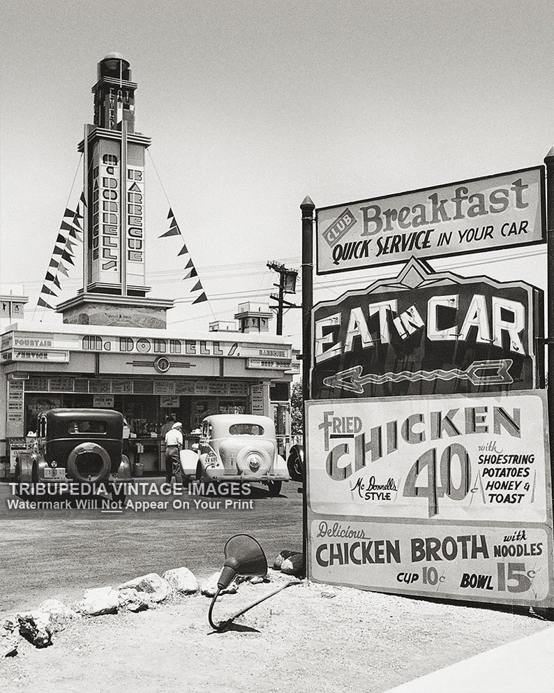 1930s Hollywood Photo – Mcdonnell's BBQ Drive-in Fine Art Print - Etsy