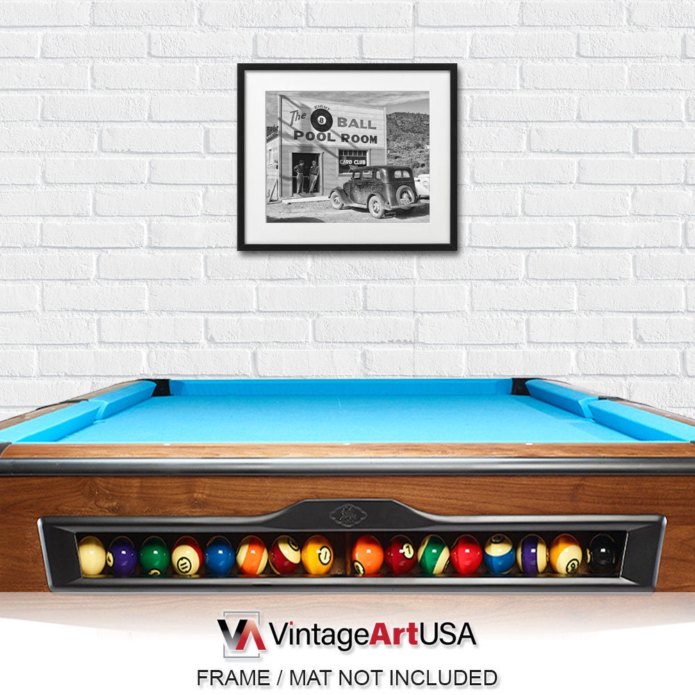 Eight Ball Pool Room Vintage 1940 Photo Print - 8 Ball Pool Hall ...