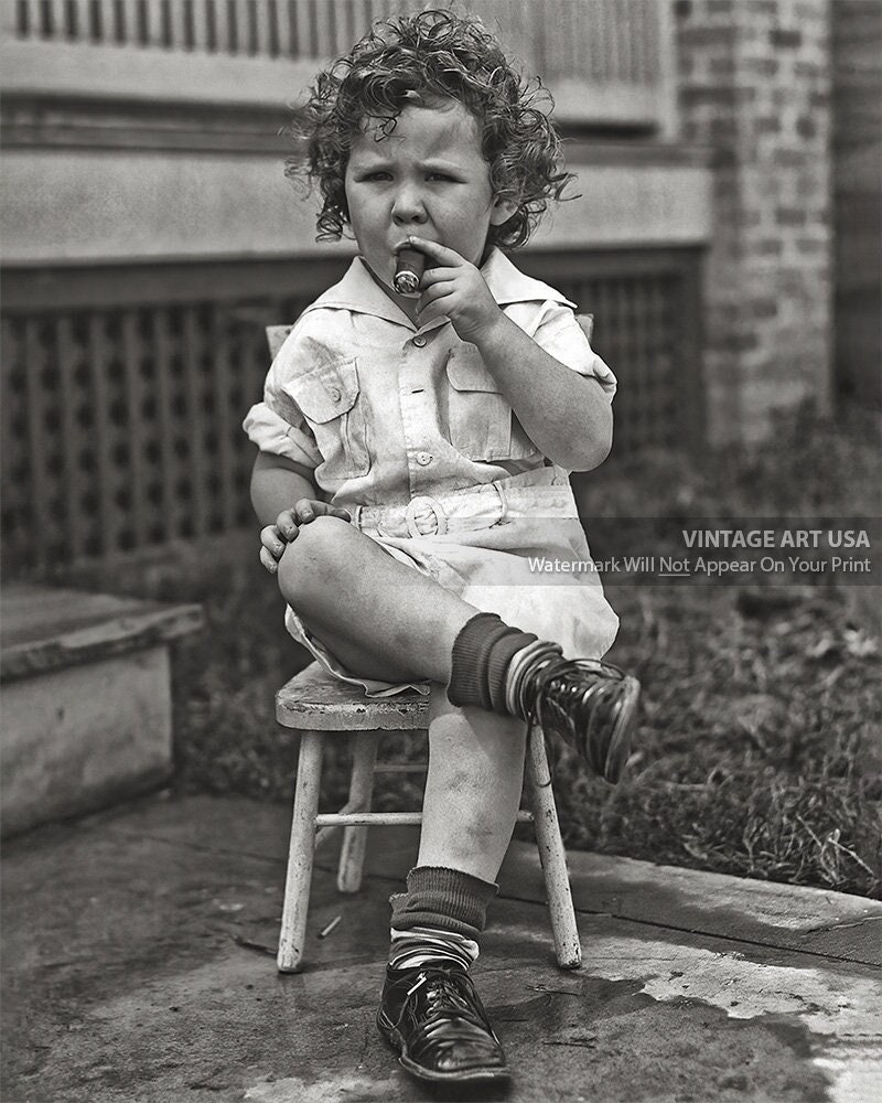 Young Boy Smoking a Cigar Vintage 1928 Photo Bizarre Odd - Etsy