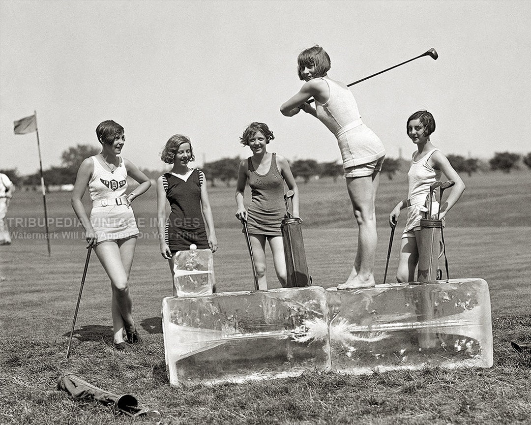 Vintage Golf Photo Miss Dorothy Kelly Teeing off on Ice Block With ...