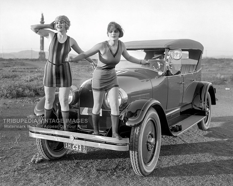Vintage 1923 Flappers Photo Two Girls Standing On Peerless Etsy