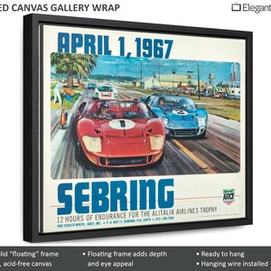 Vintage 1967 Sebring Race Poster Print Wall Art Ford GT40 Framed Print ...