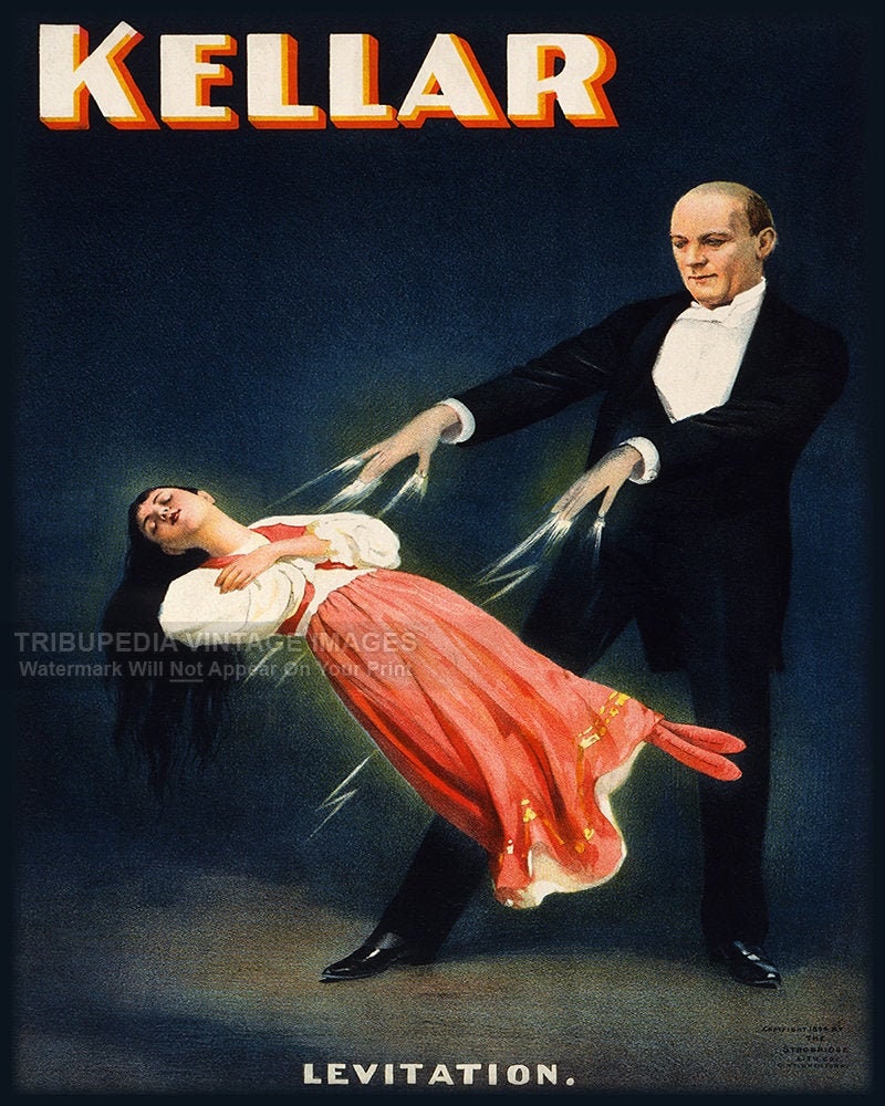 1894 Kellar the Magician Poster Art Levitating Woman | Etsy