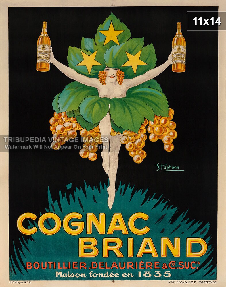 Vintage 1900s French Wine Spirits Poster COGNAC BRIAND - Etsy.de