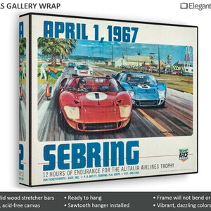 Vintage 1967 Sebring Race Poster Print Wall Art Ford GT40 Framed Print ...