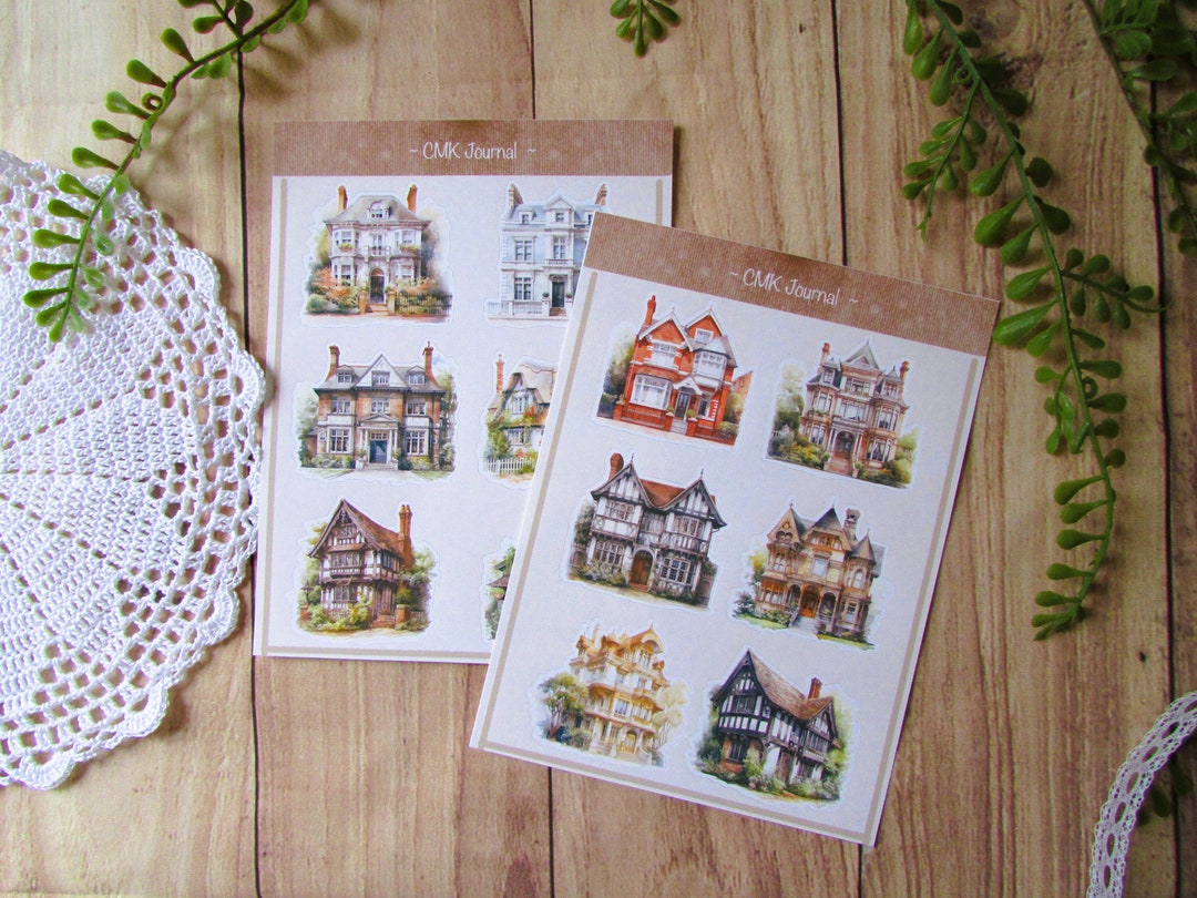 Sheet of Stickers vintage Mansion Vintage Stickers for Bullet Journal ...