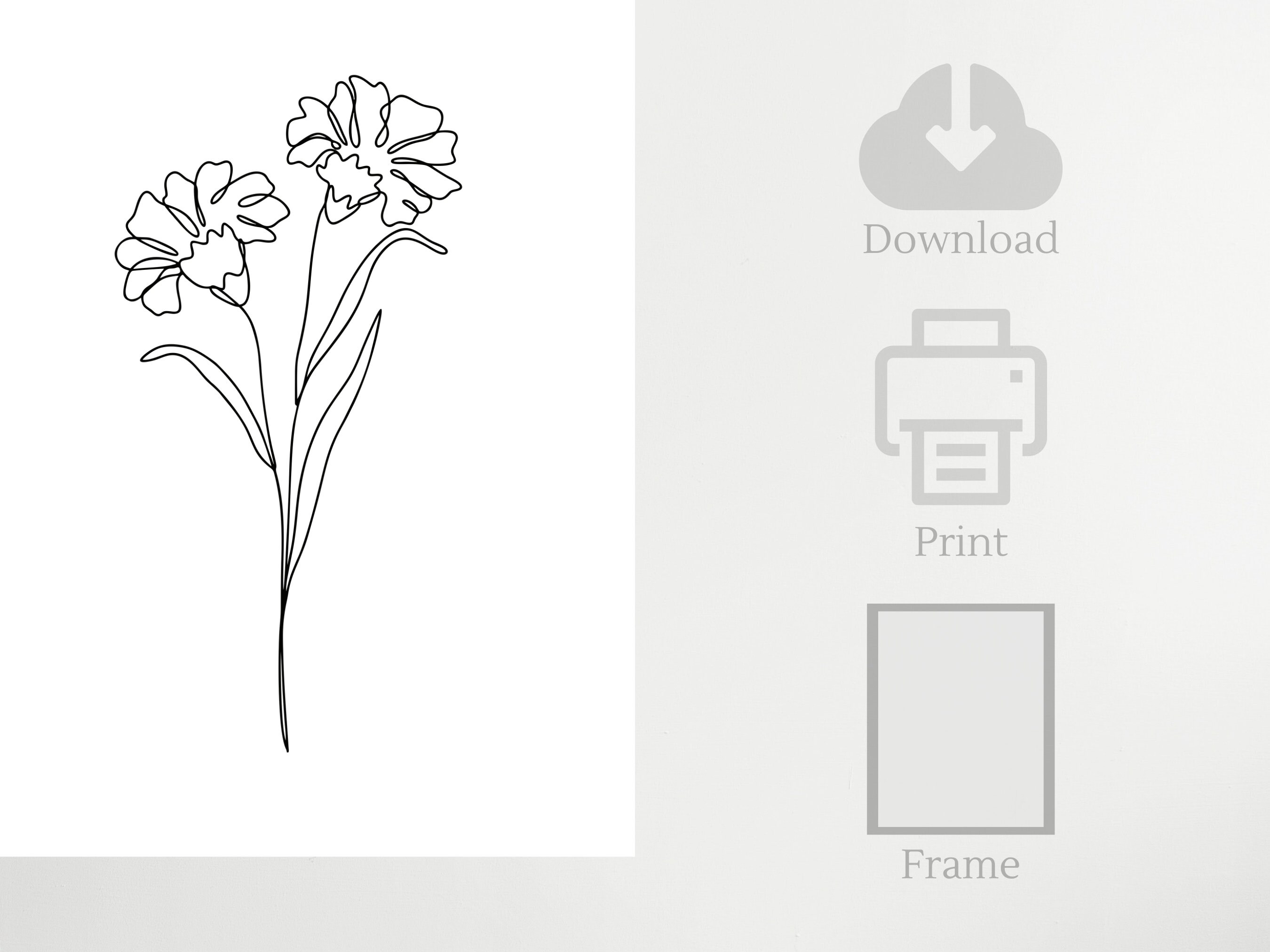 January Birth Flower Carnation Line Drawing Home Decor Flower Line Art ...