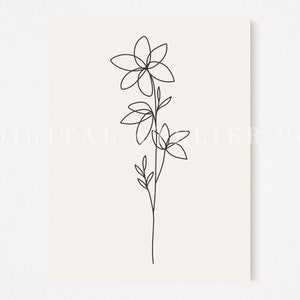 Larkspur July Birth Flower Line Drawing Flower Line Art Gift for Her ...