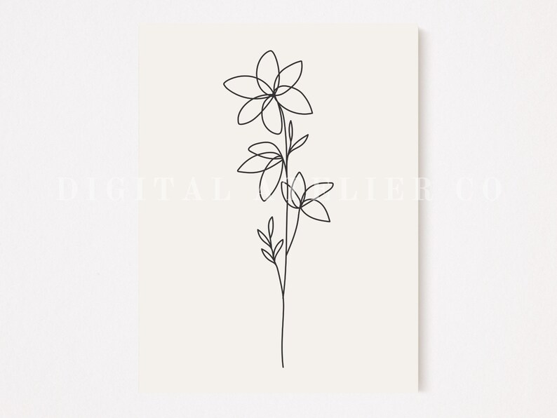 Larkspur July Birth Flower Line Drawing Flower Line Art Gift for Her ...