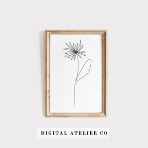Birth Flower September Aster Line Drawing Home Decor Printable Flower ...