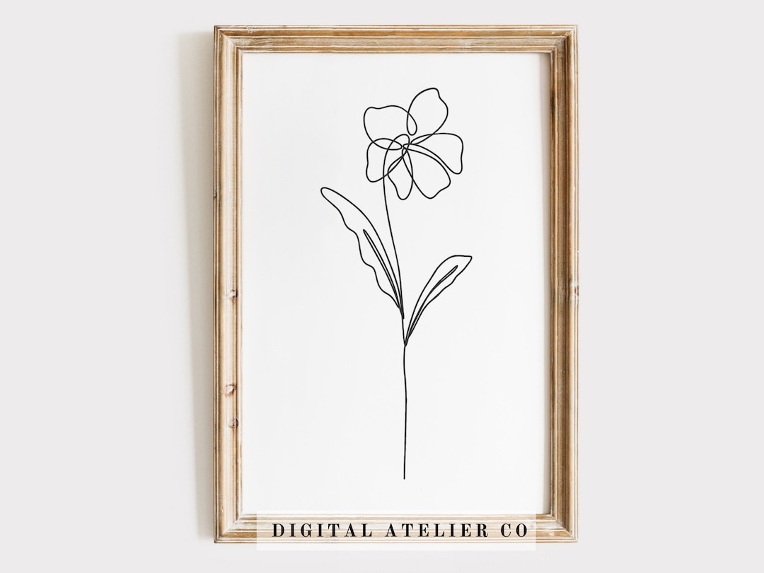 Birth Flower February Violet Line Drawing Flower Home Line Art ...