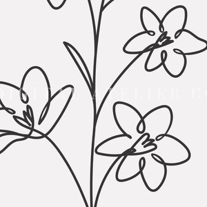 Larkspur July Birth Flower Line Drawing Home Printable Flower Line Art ...