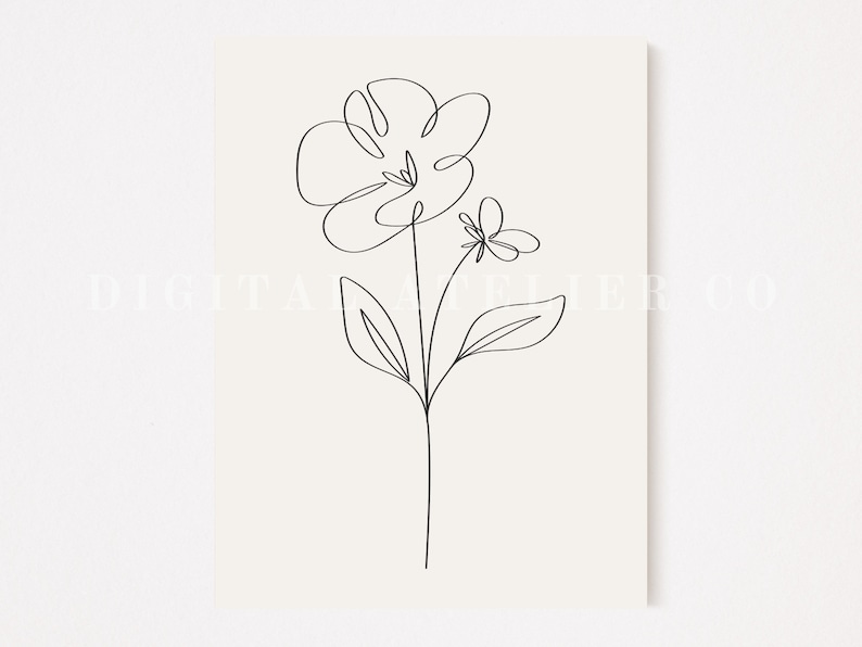Birth Flower February Violet Line Drawing Home Printable - Etsy