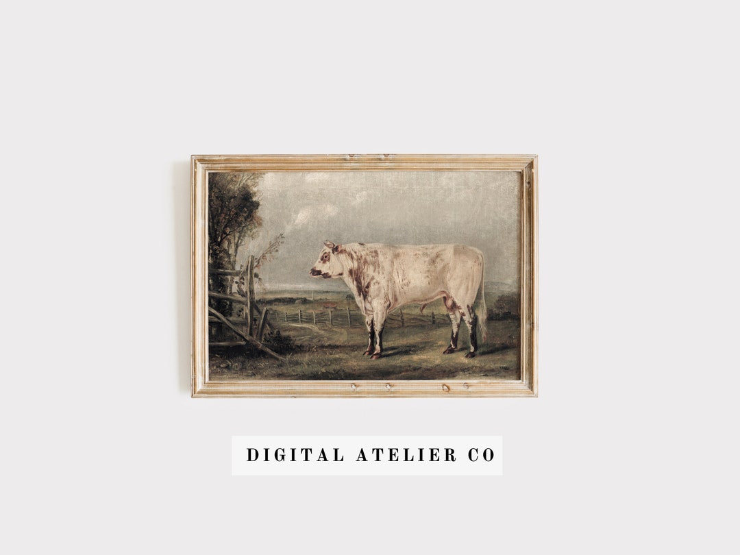 Vintage Cow Print Animal Wall Art, Farmhouse Wall Art, 2109 - Etsy