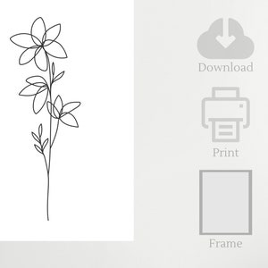 Larkspur July Birth Flower Line Drawing Flower Line Art Gift for Her ...