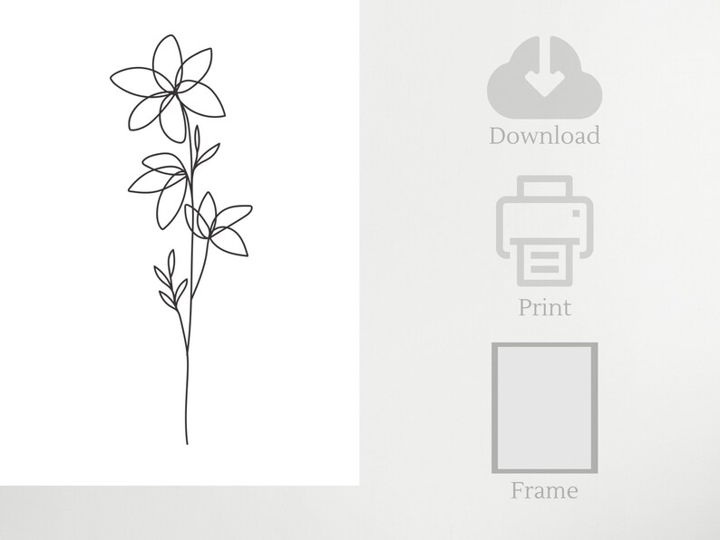 Larkspur July Birth Flower Line Drawing Flower Line Art Gift for Her ...
