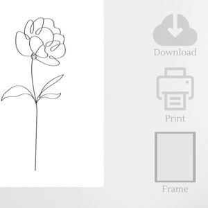 January Birth Flower Carnation Line Drawing Home Decor Print Flower ...