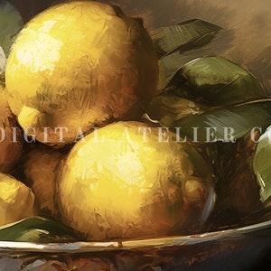 Vintage Fruit Painting Lemon Print Vintage Still Life Print Rustic ...