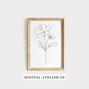 Birth Flower February Violet Line Drawing Home Printable Flower Line ...