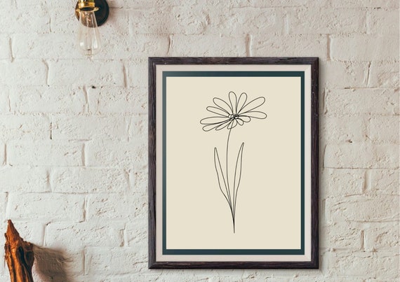 Birth Flower April Daisy line Drawing Flowers Line Art - Etsy