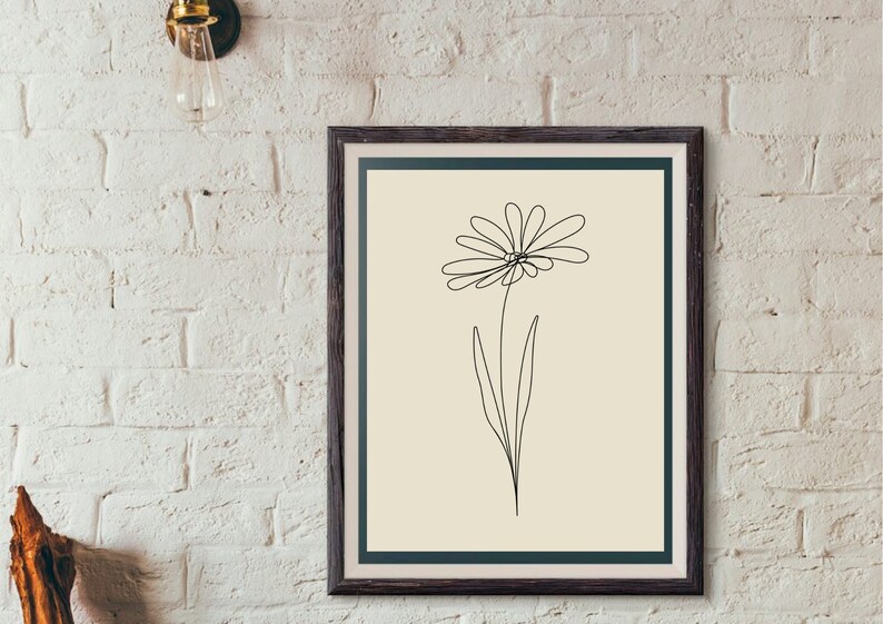 Birth Flower April Daisy line Drawing Flowers Line Art - Etsy