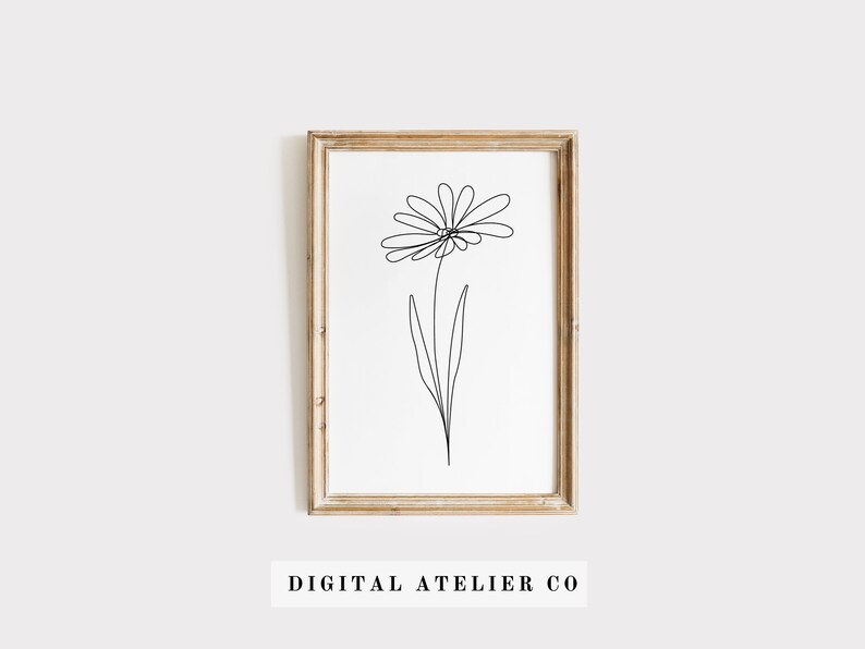 Birth Flower April Daisy Line Drawing Flower Line Art Home - Etsy
