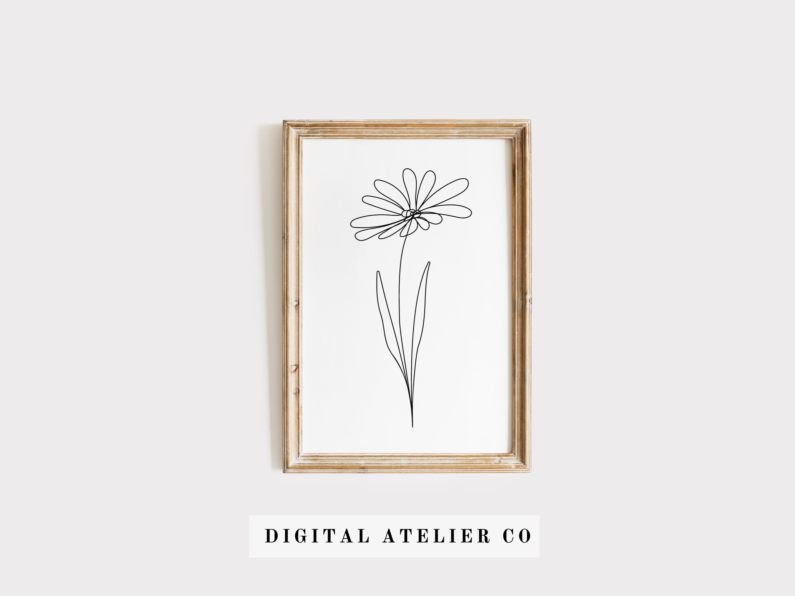 Birth Flower April Daisy Line Drawing Flower Line Art Home - Etsy