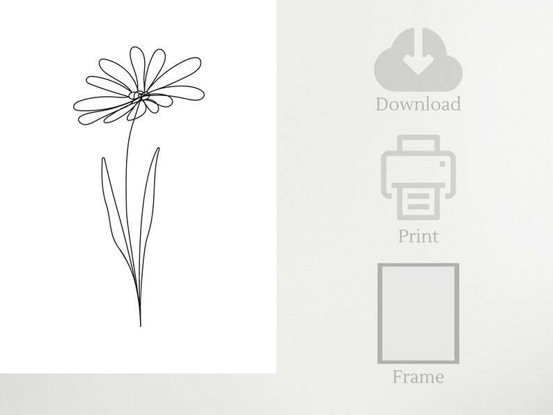 Birth Flower April Daisy Line Drawing Flower Line Art Home - Etsy