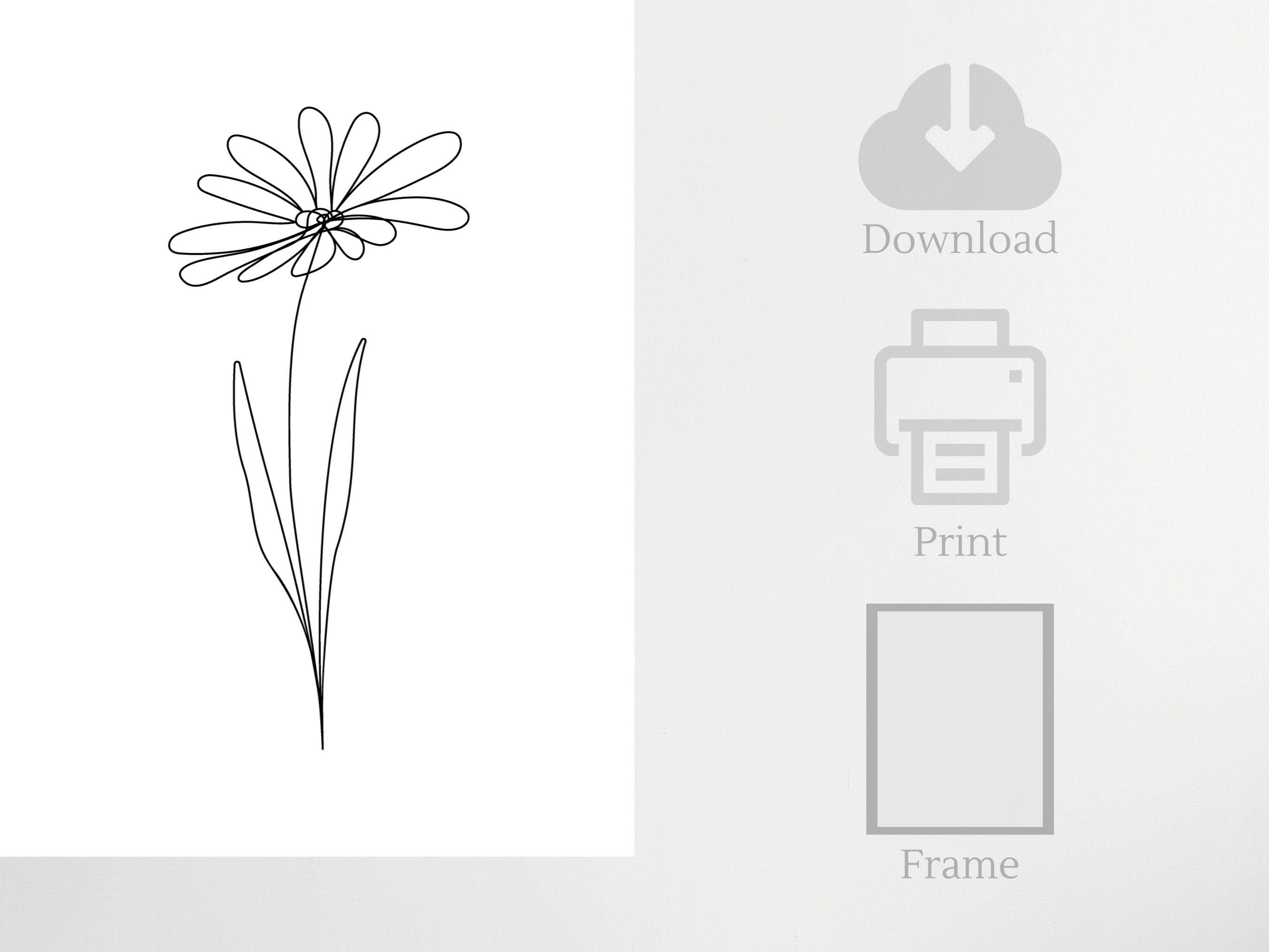 Birth Flower April Daisy Line Drawing Flower Line Art Home - Etsy