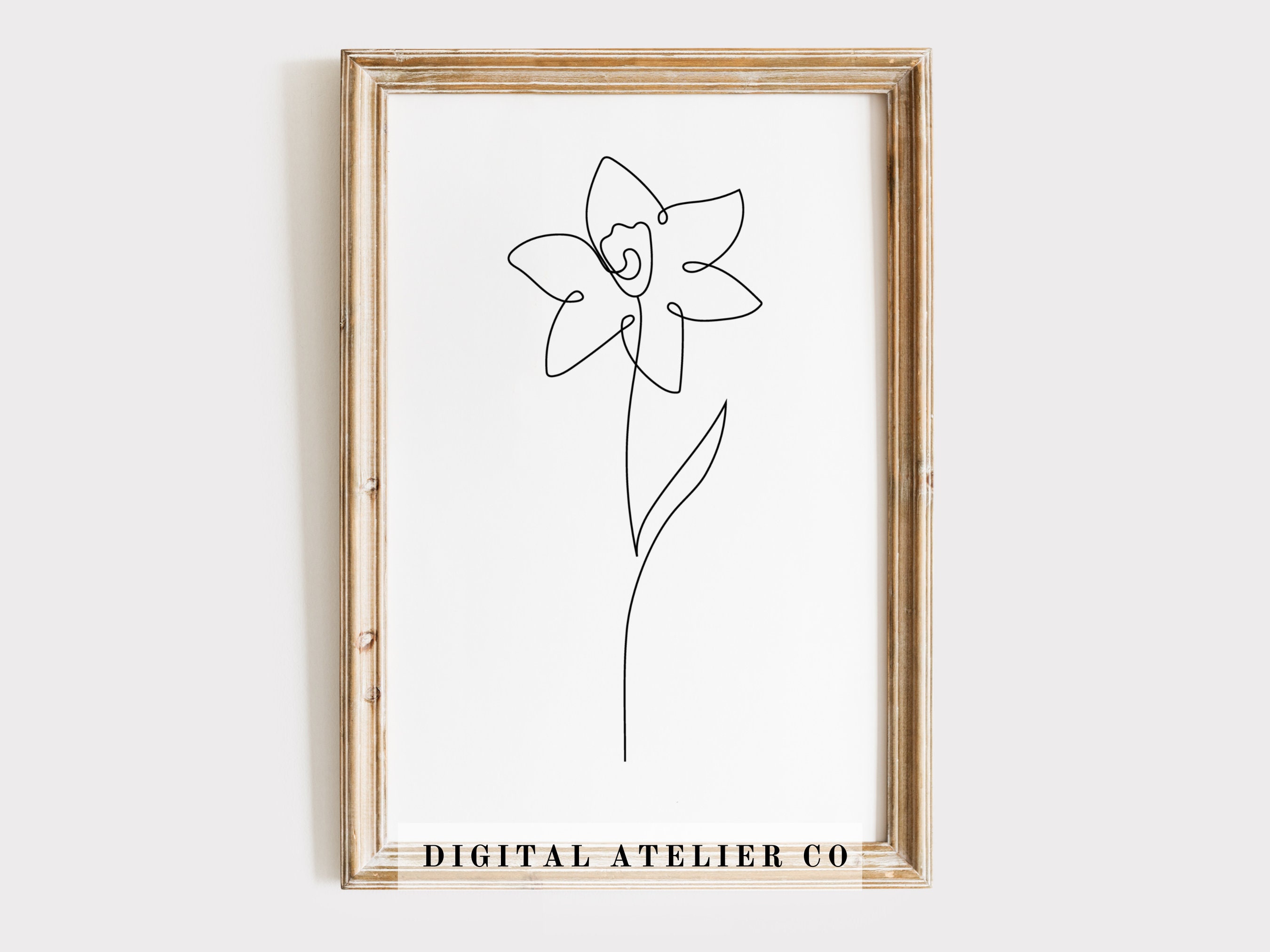 Birth Flower December Narcissus One Line Drawing Home - Etsy